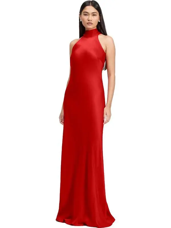 GHOST LONDON Angelica High Neck Maxi Dress - Red