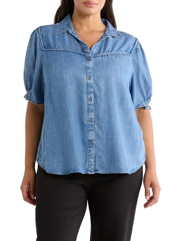 BEACHLUNCHLOUNGE Inara Denim Top - Medium Wash