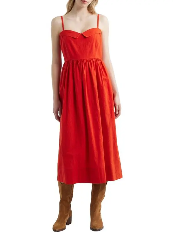 The Great. Verse Cotton Sundress - Hot Red