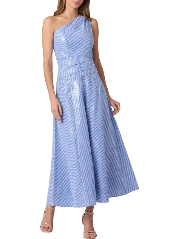 Shoshanna Sequin Pinstripe Nikki Dress - French Blue/optic