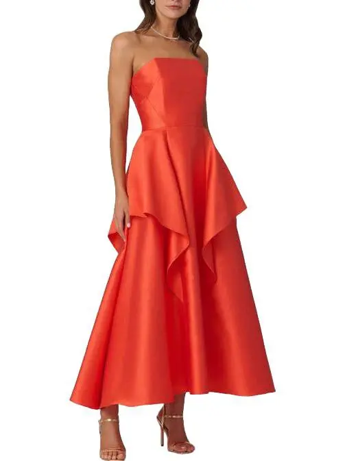 Shoshanna Pippa Strapless Mikado Dress - Poppy