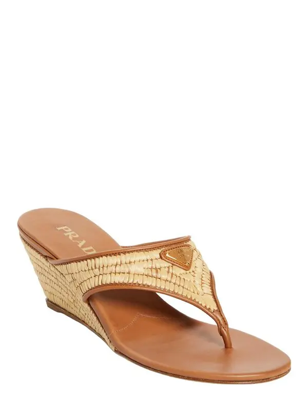 Prada Raffia Wedge Sandal - Naturale