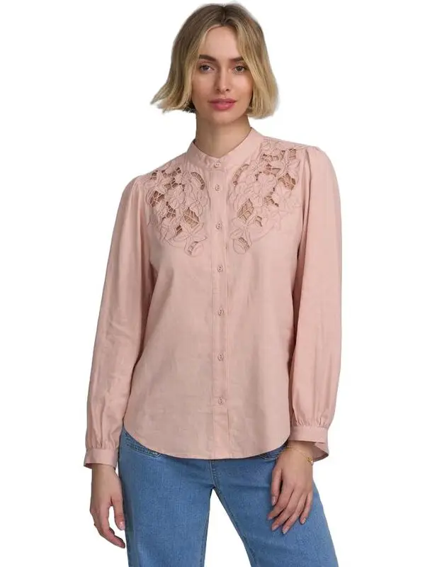 ELLE COLLECTION Lace Yoke Shirt - Blush