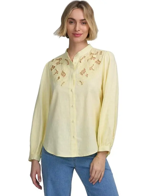 ELLE COLLECTION Lace Yoke Shirt - Butter
