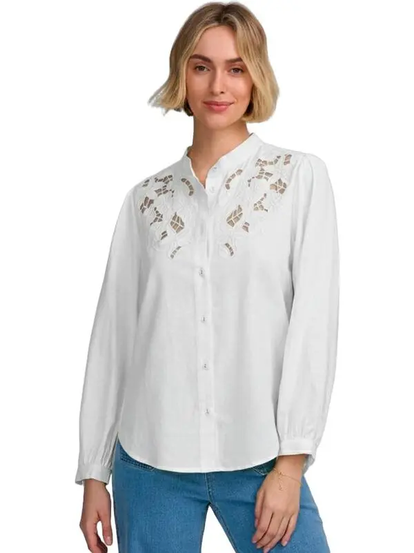 ELLE COLLECTION Lace Yoke Shirt - Ivory