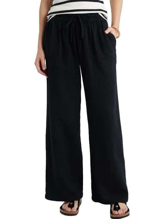 Caslon Wide Leg Gauze Pants - Black