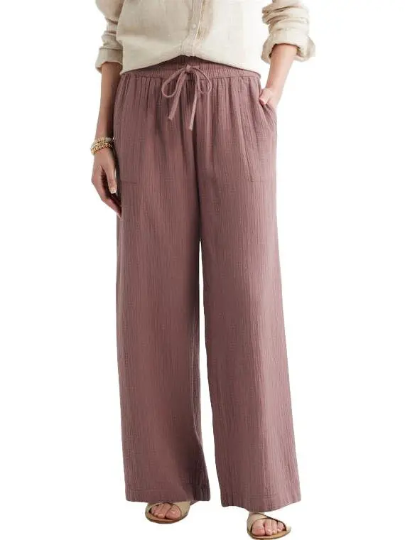 Caslon Wide Leg Gauze Pants - Purple Taupe