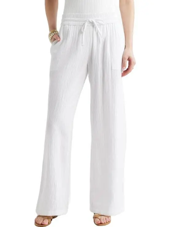 Caslon Wide Leg Gauze Pants - White