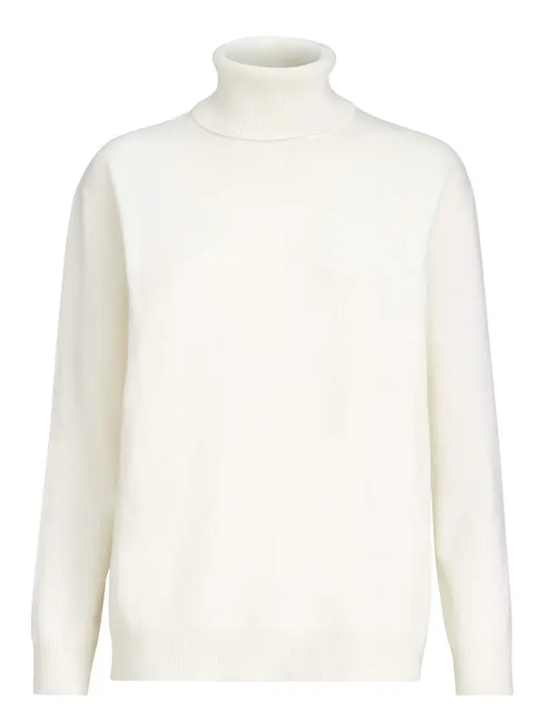 Brunello Cucinelli Cashmere Rollneck Sweater With Monili Trim - White