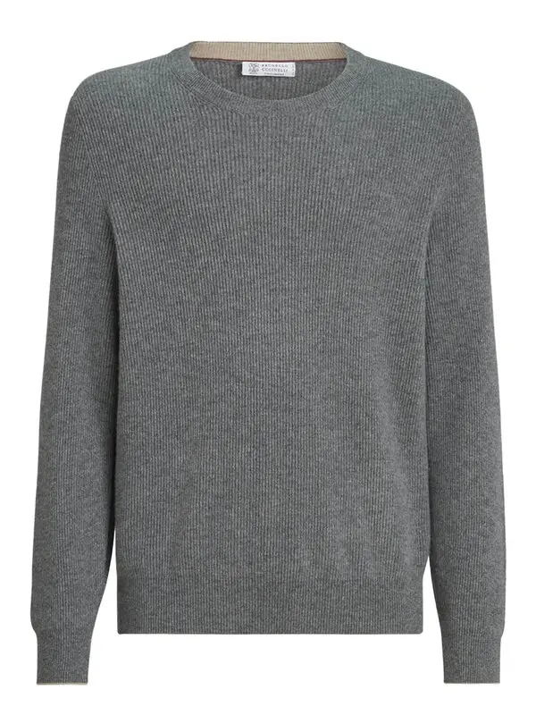 Brunello Cucinelli Cashmere Ribbed Sweater - Grey