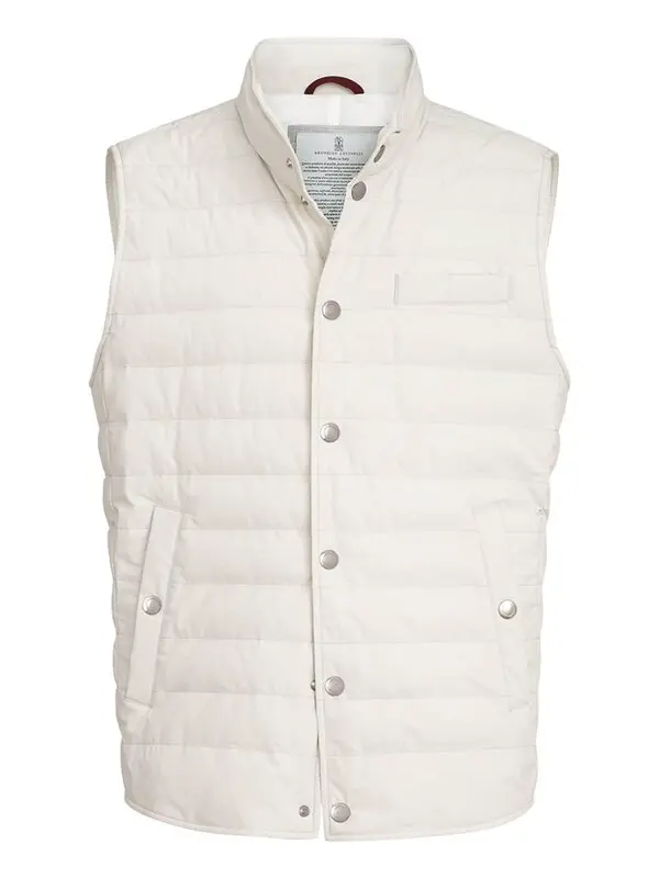 Brunello Cucinelli Bonded Taffeta Down Gilet - Beige