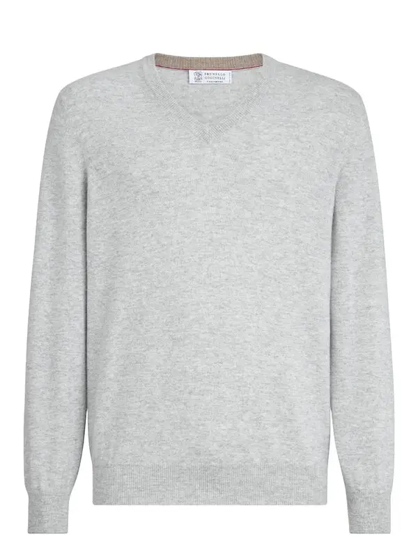 Brunello Cucinelli Cashmere V-neck Pullover - Grey