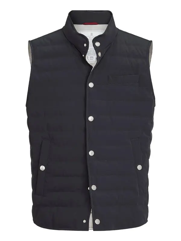 Brunello Cucinelli Bonded Taffeta Down Gilet - Blue