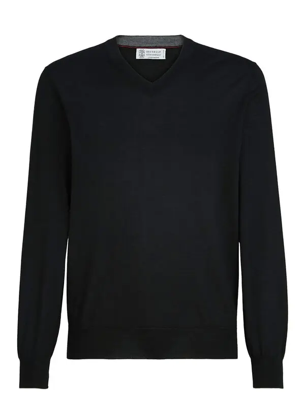 Brunello Cucinelli Cashmere-silk V-neck Sweater - Black