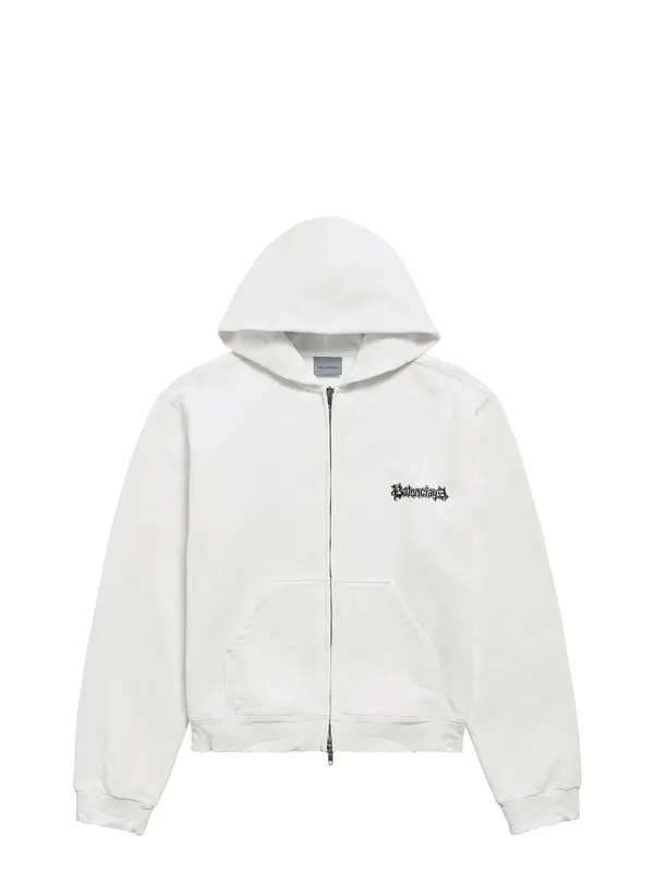 Balenciaga Cotton Salon De Couture Zip-up Hoodie - White