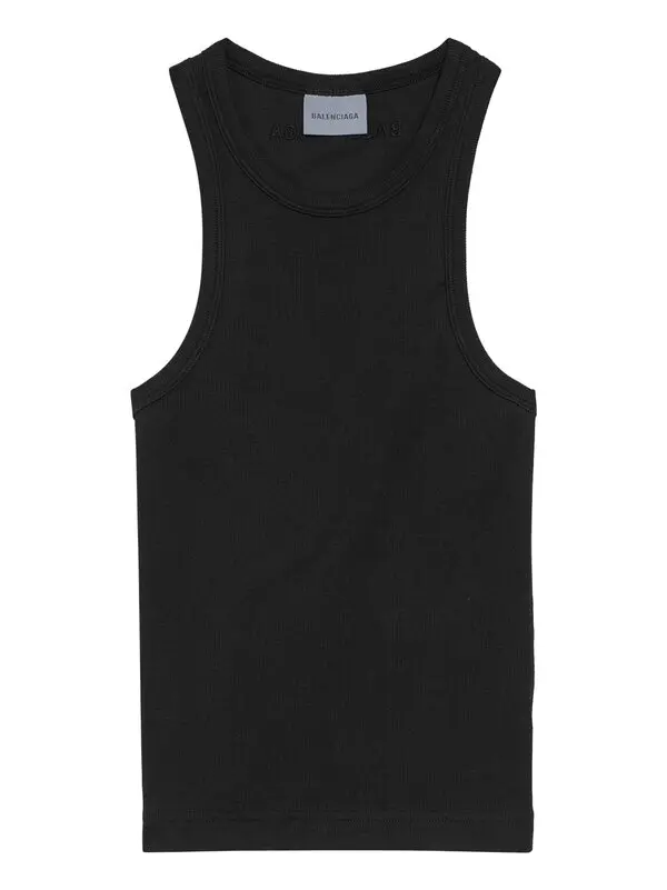 Balenciaga Cotton Ribbed Tank Top - Black