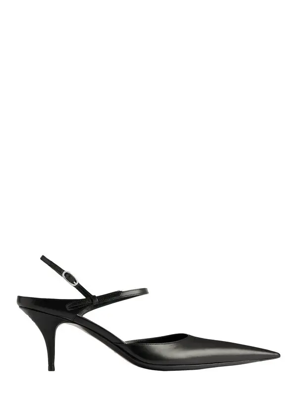 Balenciaga Leather Avenue Bow Slingback Pumps 70 - Black