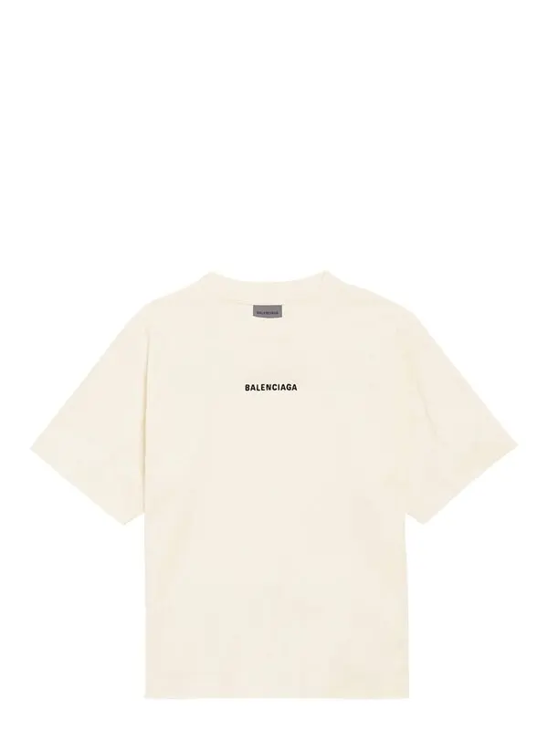 Balenciaga Cotton Logo Cropped T-shirt - White