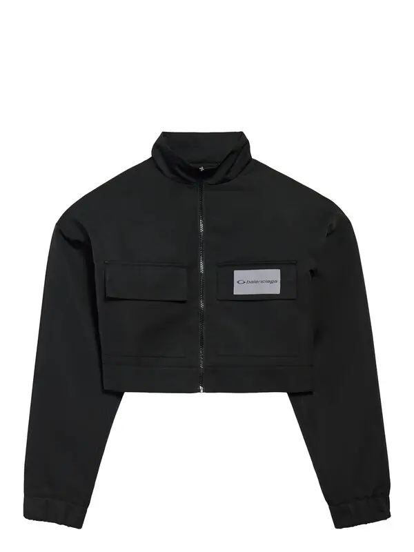 Balenciaga Technical Faille Cropped Track Jacket - Black