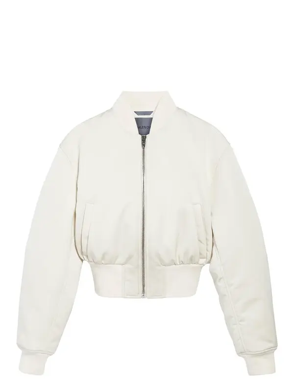 Balenciaga Technical Faille Cropped Bomber Jacket - White
