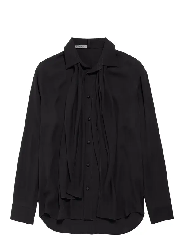 Balenciaga Silk Georgette Scarf Shirt - Black