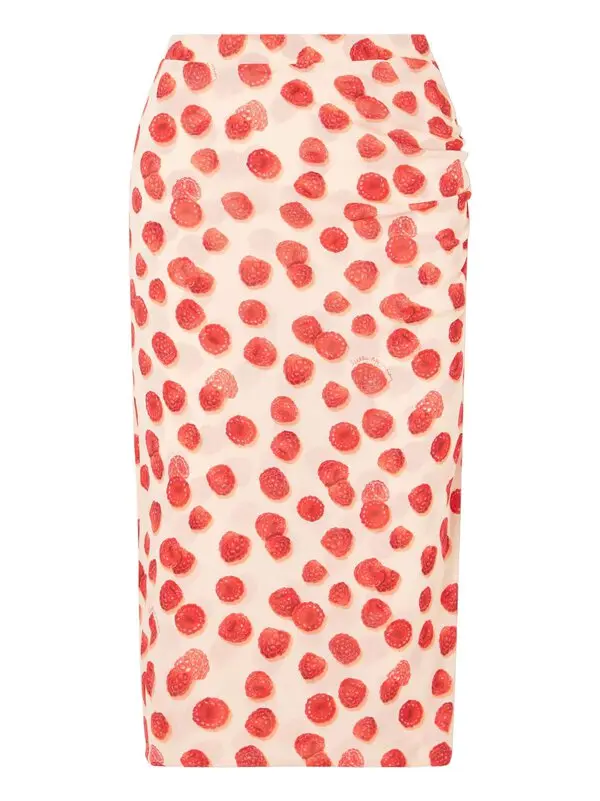 Stella McCartney Printed Mesh Midi Skirt - Coral