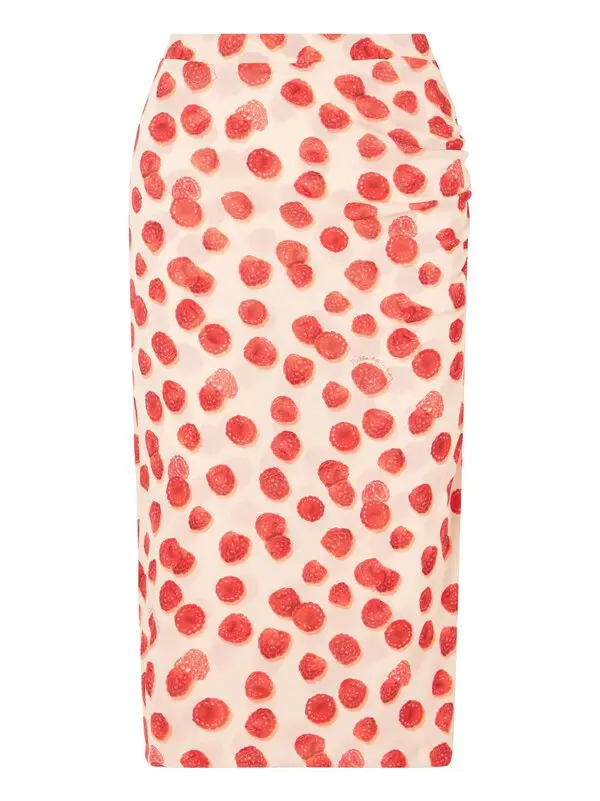 Stella McCartney Printed Mesh Midi Skirt - Orange