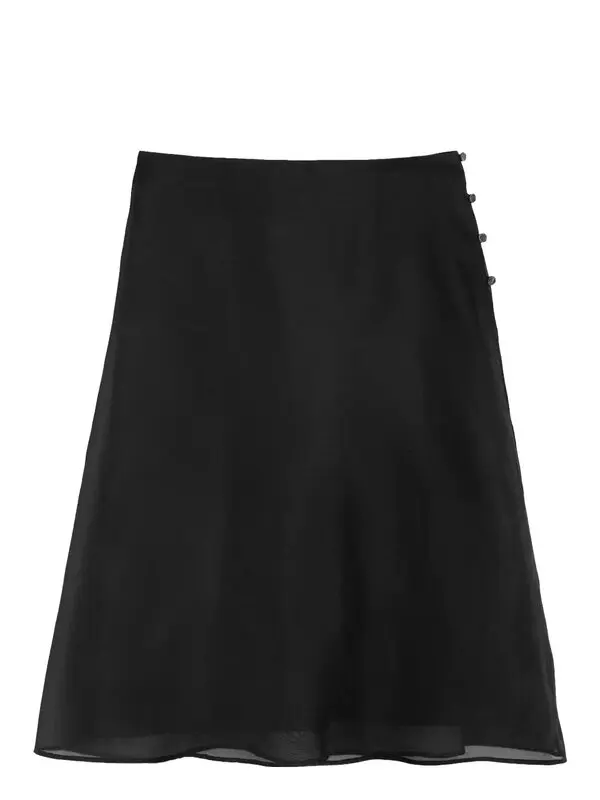 AMI Paris Silk Organza Midi Trapeze Skirt - Black
