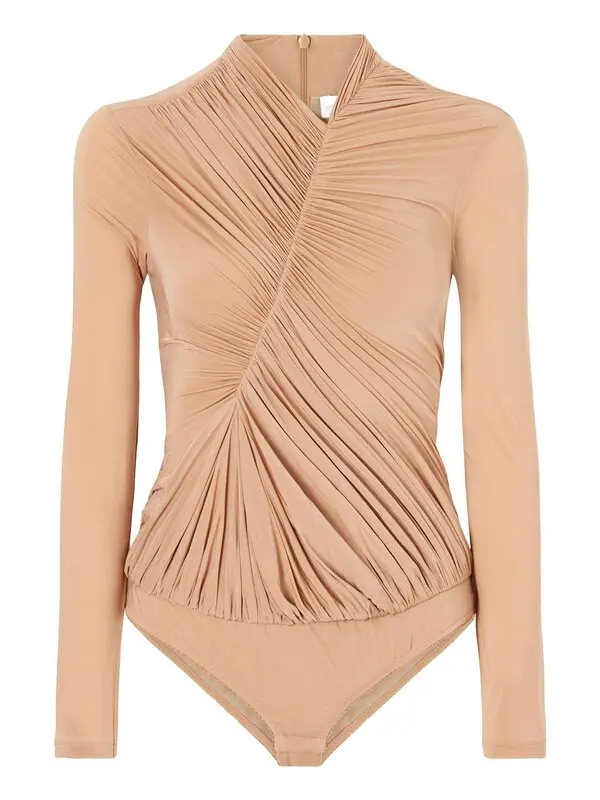 Stella McCartney Draped Crepe-jersey Bodysuit - Beige
