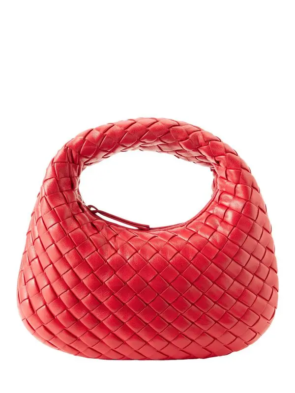 Bottega Veneta Intrecciato Leather Shoulder Bag - Red