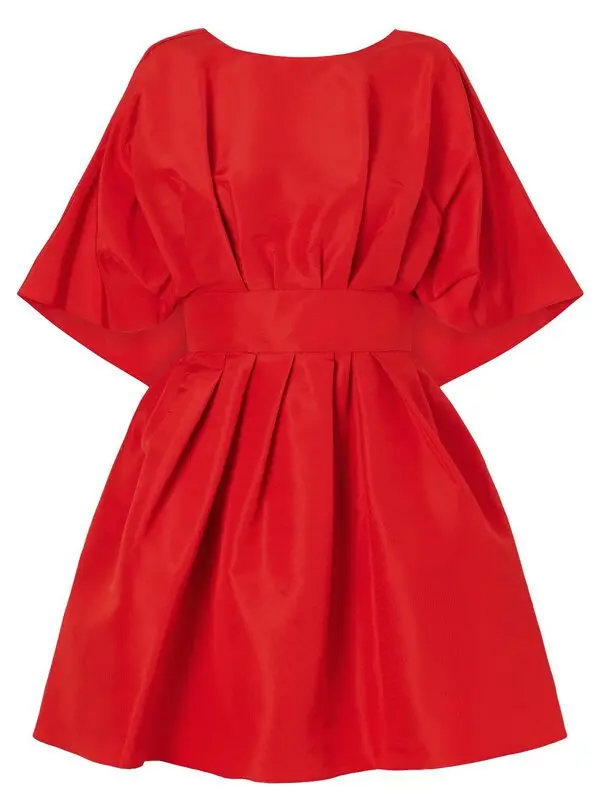 Carolina Herrera Pleated Silk-faille Mini Dress - Red