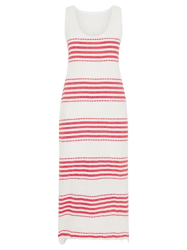LEMLEM Lilian Striped Cotton-blend Gauze Midi Dress - Red