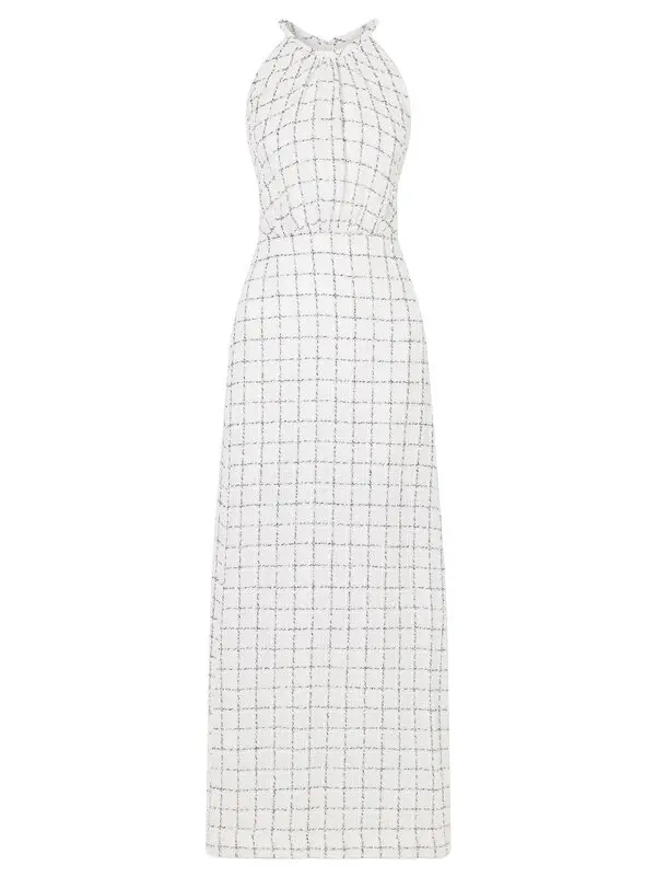 LIBEROWE Cotton-tweed Halterneck Maxi Dress - White