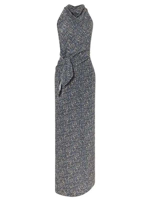 CORTANA Corallo Printed Silk-satin Midi Dress - Blue