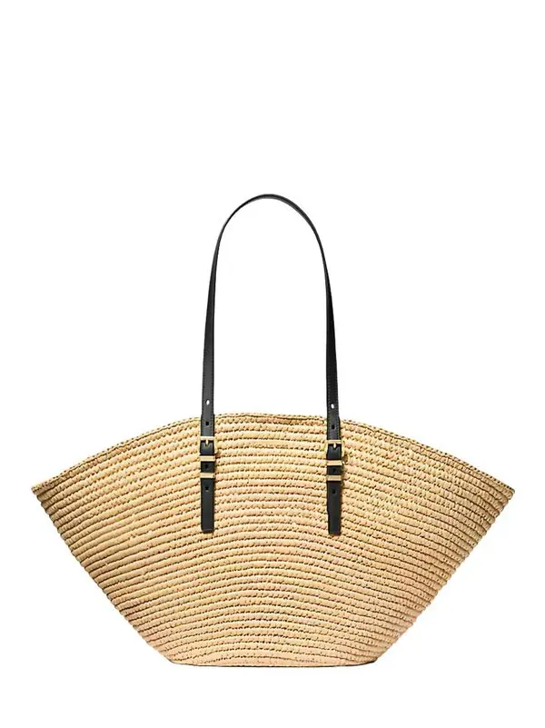 Michael Kors Isa Woven Straw Tote Bag - Neutrals