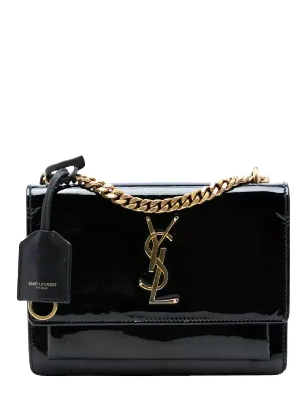 Saint Laurent Small Patent Monogram Sunset Crossbody Bag - Black