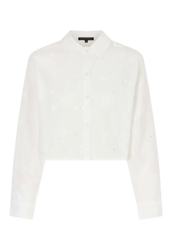 Kiki De Montparnasse Simone Cropped Broderie Anglaise Shirt - Ivory