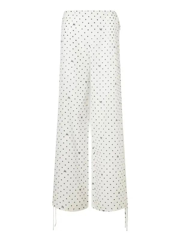 Kiki De Montparnasse Polka-dot Cotton And Silk-blend Wide-leg Pants - White