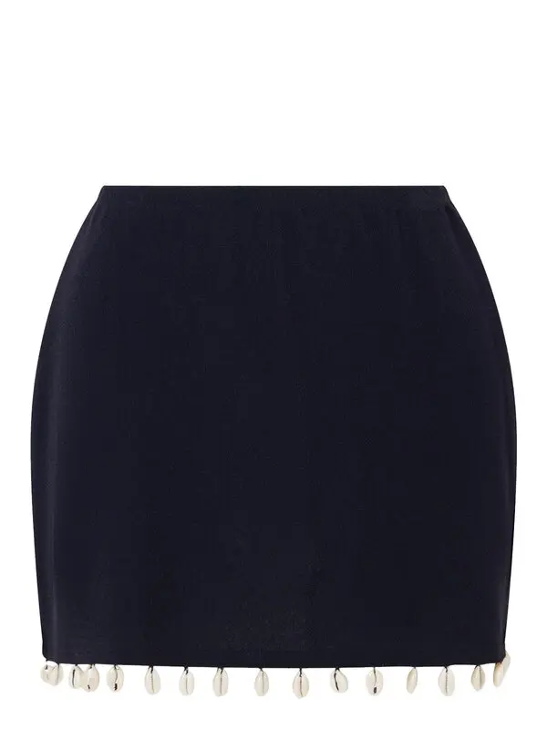 SARA CRISTINA Embellished Jersey Mini Skirt - Blue