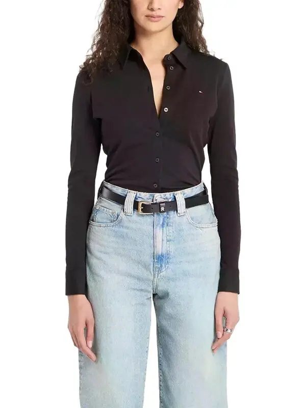 Tommy Hilfiger Logo-patch Long-sleeve Shirt - Black