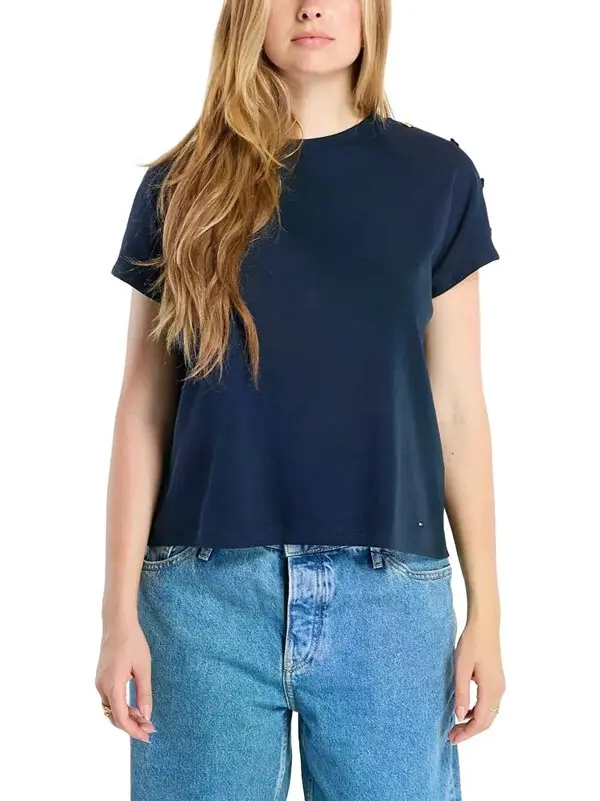 Tommy Hilfiger Button-detail T-shirt - Blue