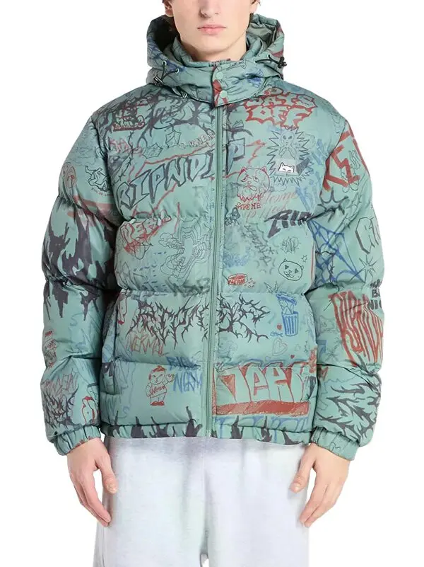 RIPNDIP Graffiti-print Padded Jacket - Green