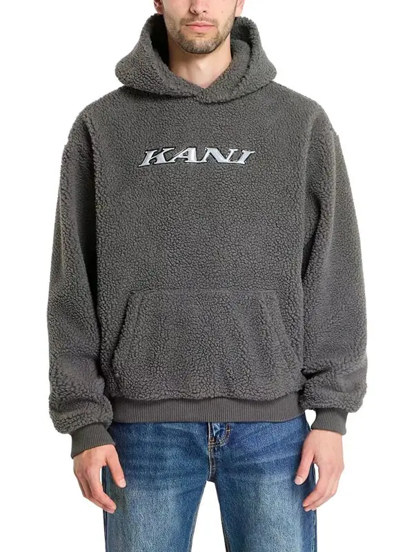 KARL KANI Teddy-texture Logo Hoodie - Grey