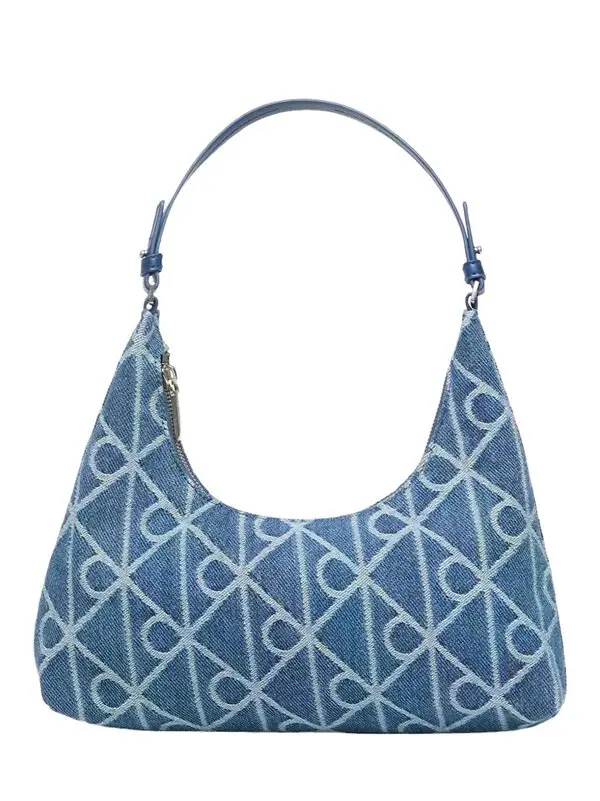 Calvin Klein Monogram Pattern Denim Shoulder Bag - Blue
