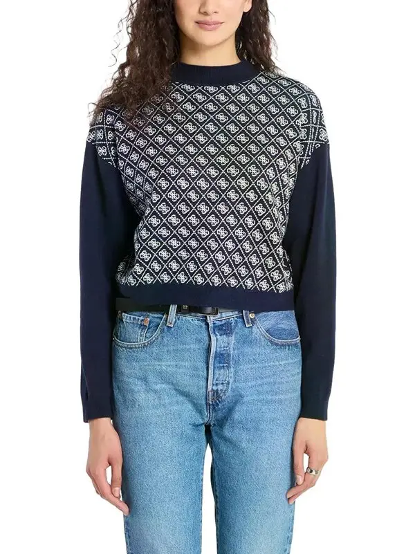 Guess Monogram Pattern Sweater - Blue