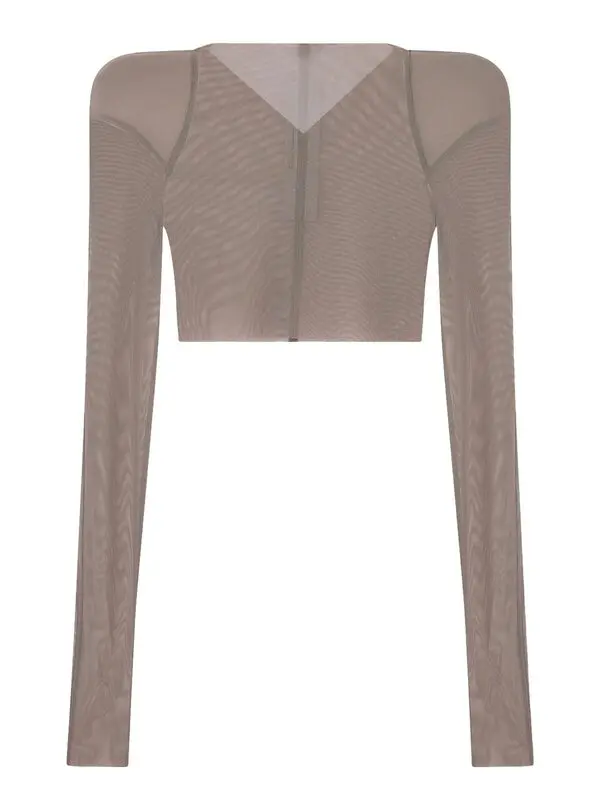 Rick Owens Helm Stretch-mesh Blouse - Gray