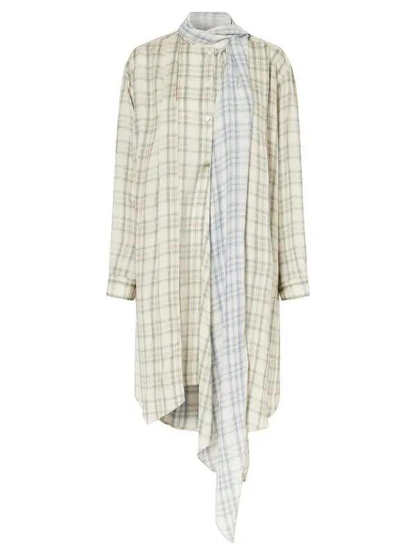 Acne Studios Scarf-detailed Checked Satin Midi Dress - Multi
