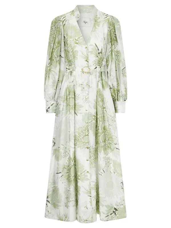 Aje Reflector Organza Maxi Dress - Green