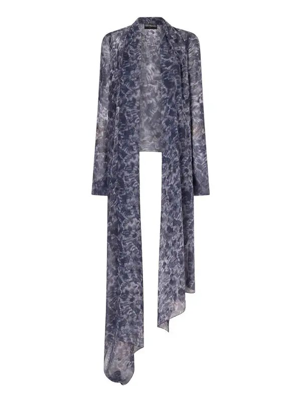CORTANA Meena Printed Silk-chiffon Blouse - Navy