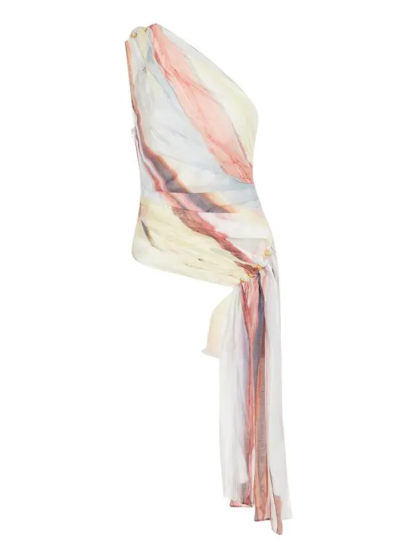 Aje Capture One-shoulder Draped Top - Multi